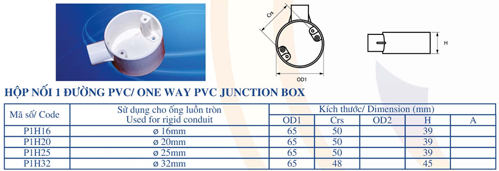 Hộp nối 1 đường PVC